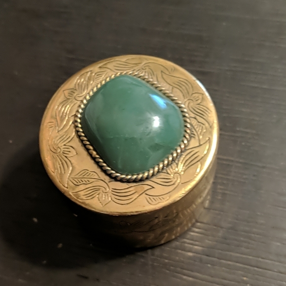 Storage & Organization | Brass Container With Green Jade Crystal | Poshmark